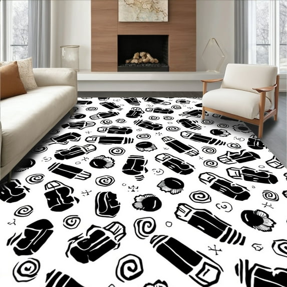 Flatwoven High Traffic Area Rug, Fluid Flowing Ink Spot Design, Non ...