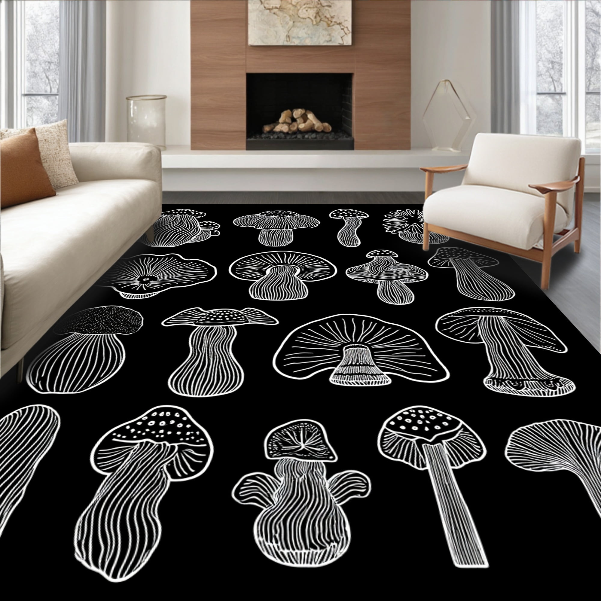 Flatwoven High Traffic Area Rug, Forest Floor Mushroom Harvest ...