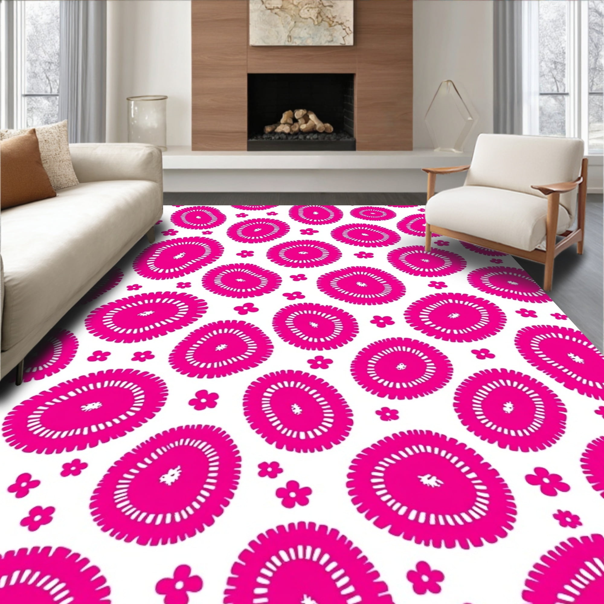 Flatwoven High Traffic Area Rug, Fuchsia Cheetah Motif Girly Flair, Non ...