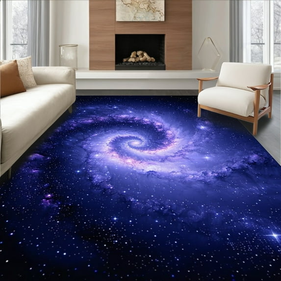 Flatwoven High Traffic Area Rug, Galactic Spiral Vortex With Radiant ...