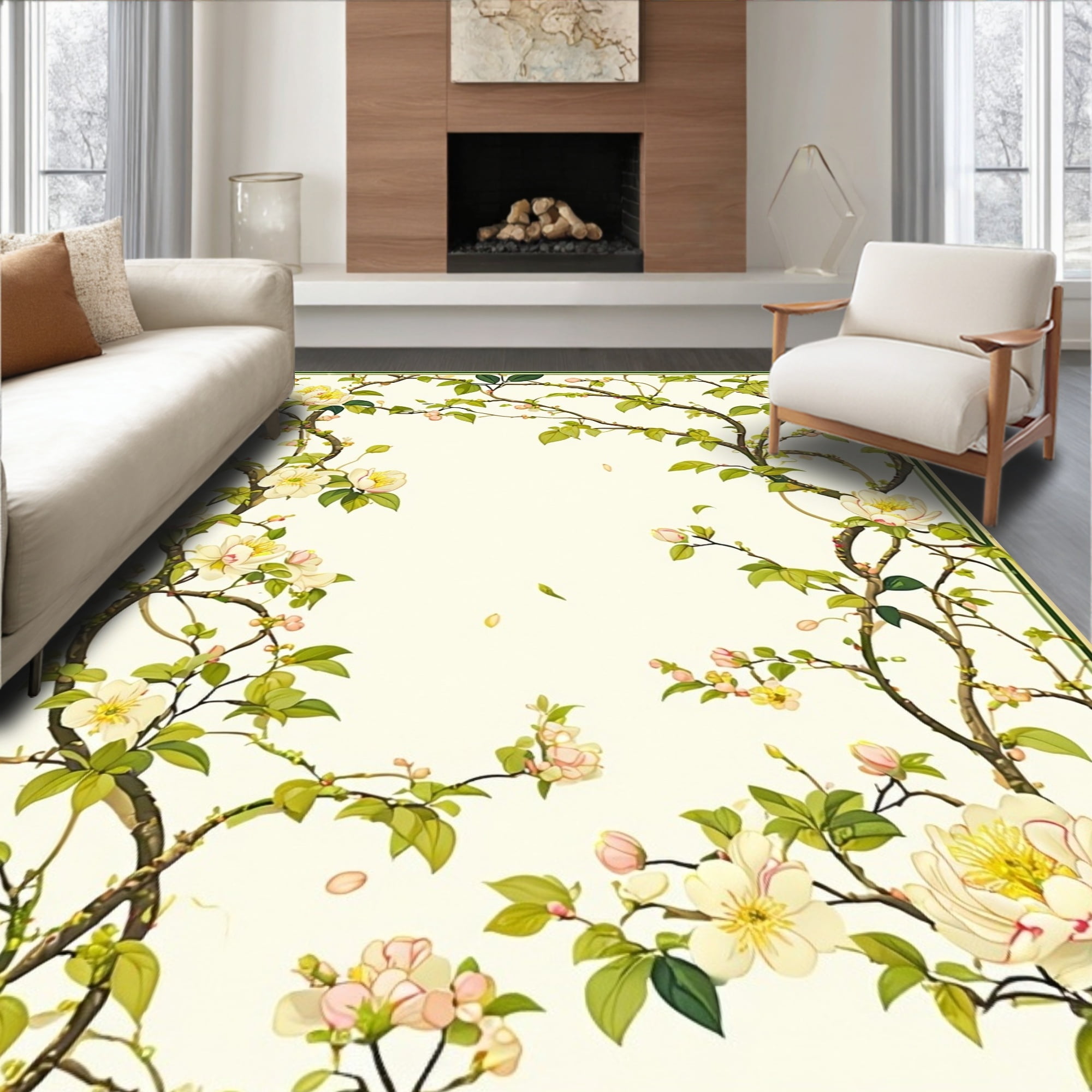 Flatwoven High Traffic Area Rug, Garden Trellis with Entwined Vine and ...