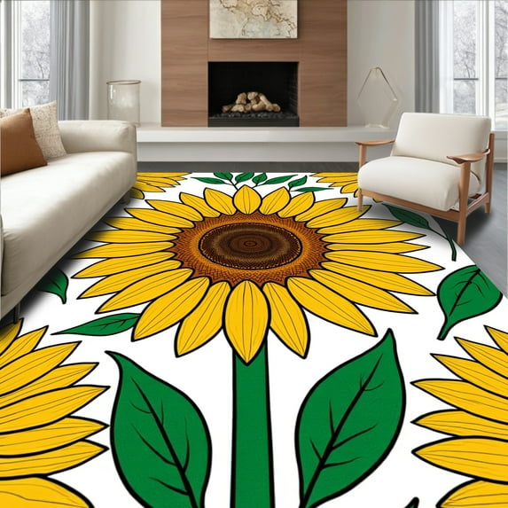 Flatwoven High Traffic Area Rug, Golden Bloom Runner Floral Accent, Non ...