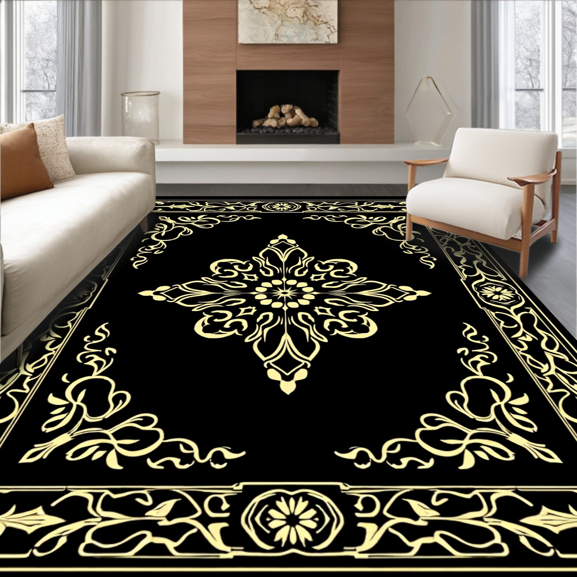Flatwoven High Traffic Area Rug, Gothic Baroque Dragon and Serpent ...