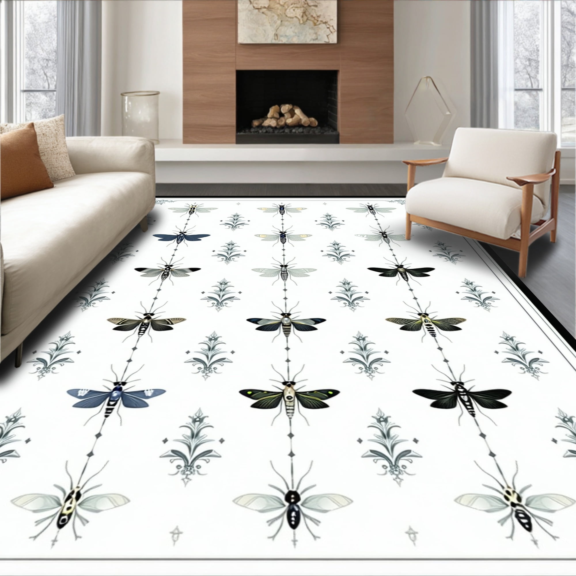 ODIKA 3'x5' Machine Washable Non-Slip Area Rug, Gothic Moth Medallion ...