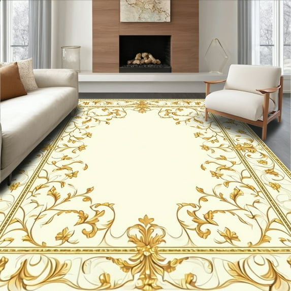 Flatwoven High Traffic Area Rug, Grand Estate Ornate Scrollwork Formal ...