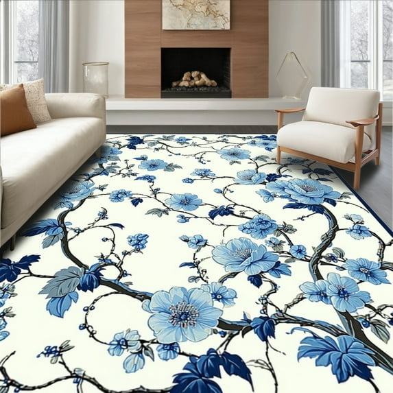 ODIKA 5'x7' Machine Washable Non-Slip Area Rug, Heirloom Blossom With ...