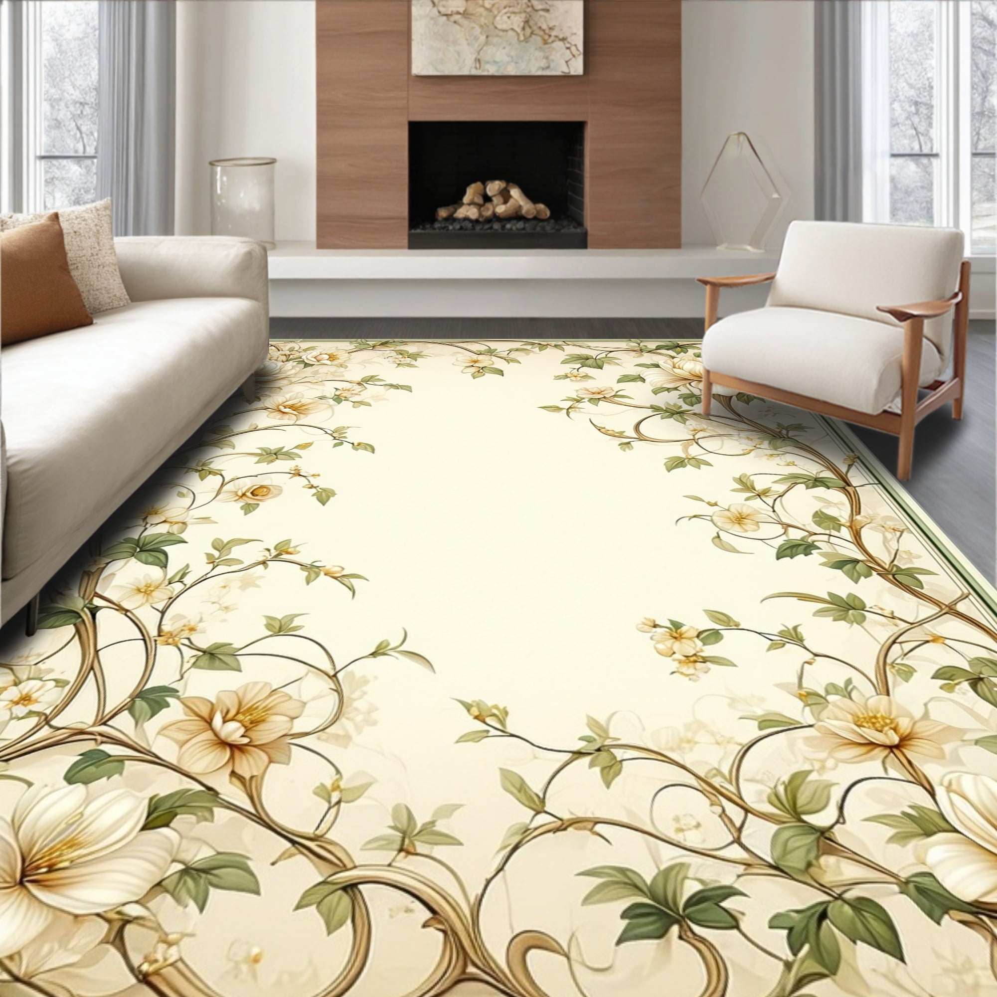 Flatwoven High Traffic Area Rug, Heritage Garden Scroll with Filigree ...