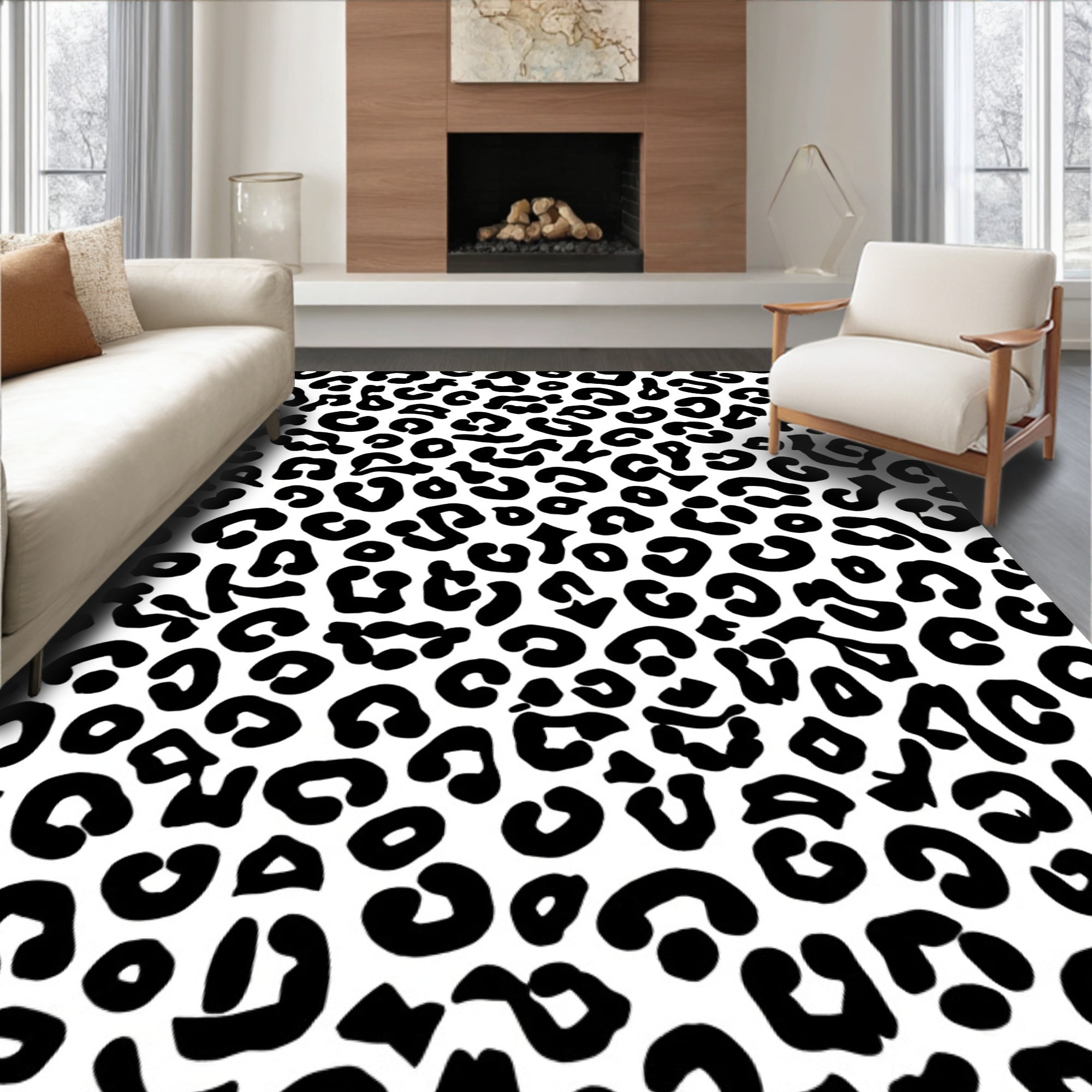 ODIKA 5'x7' Machine Washable Non-Slip Area Rug, Holstein Spot Design ...