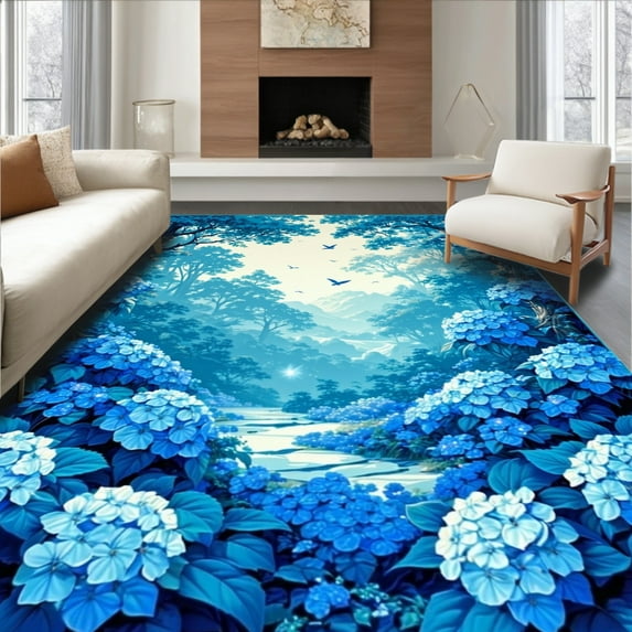 Flatwoven High Traffic Area Rug, Hydrangea Quasar Symmetrical Dream ...