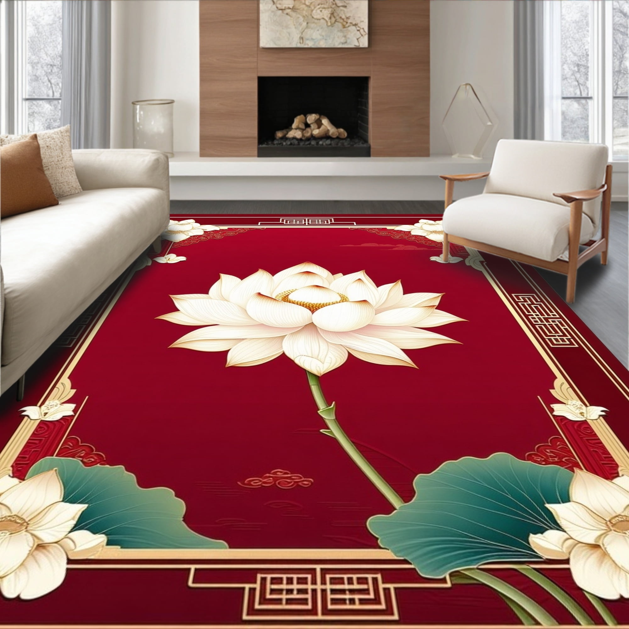 Flatwoven High Traffic Area Rug, Imperial Dynasty Ornamental Lotus ...