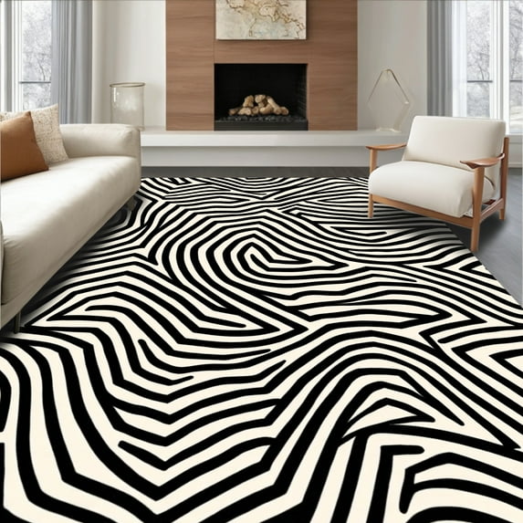 Flatwoven High Traffic Area Rug, Imperial Zebra Intricate Stripe ...