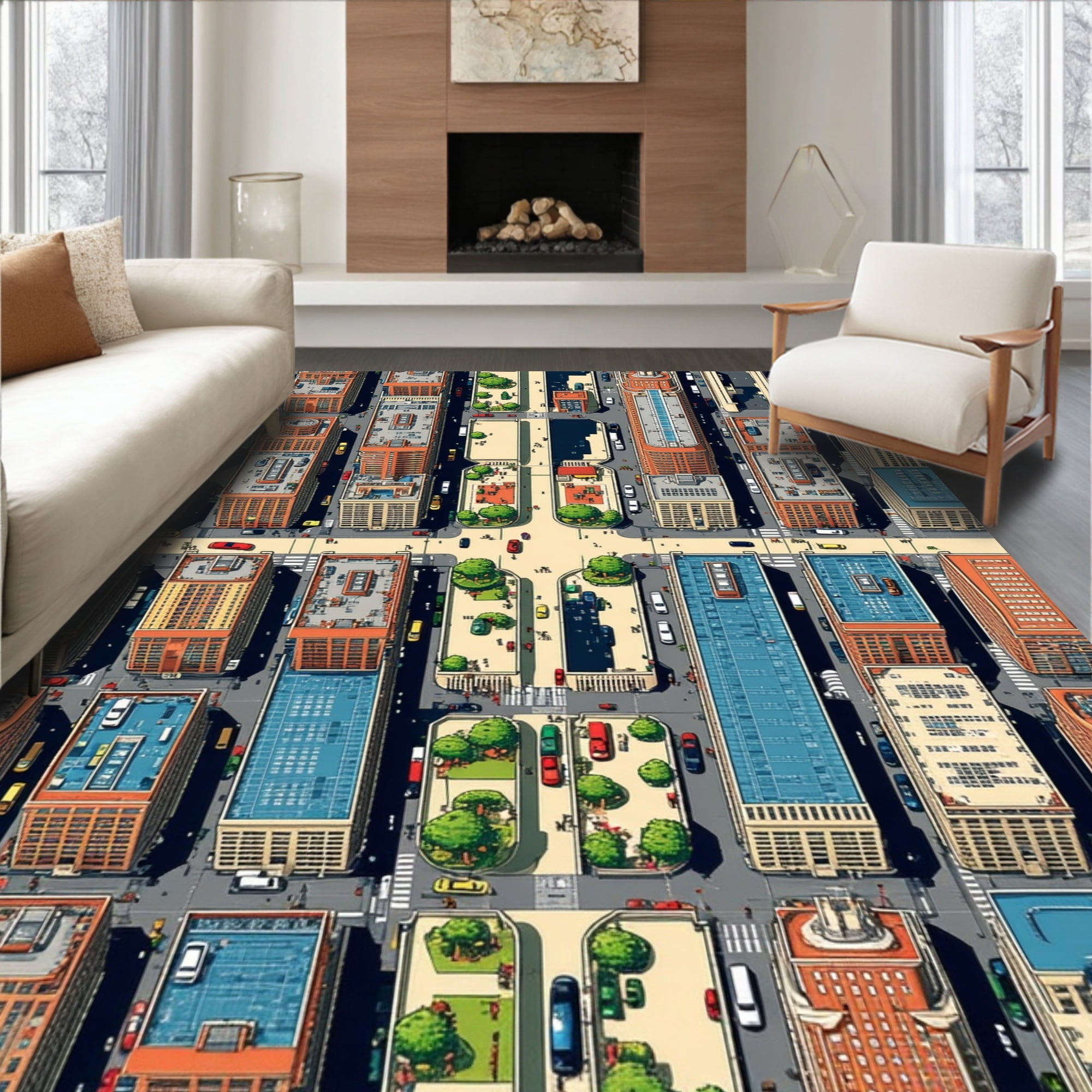 Flatwoven High Traffic Area Rug, Interactive Multi Color Vehicle ...