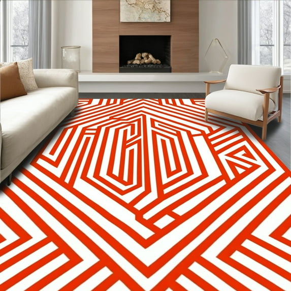 Flatwoven High Traffic Area Rug, Interlocking Abstract Lines Design ...