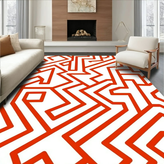 Flatwoven High Traffic Area Rug, Interlocking Maze Contemporary ...