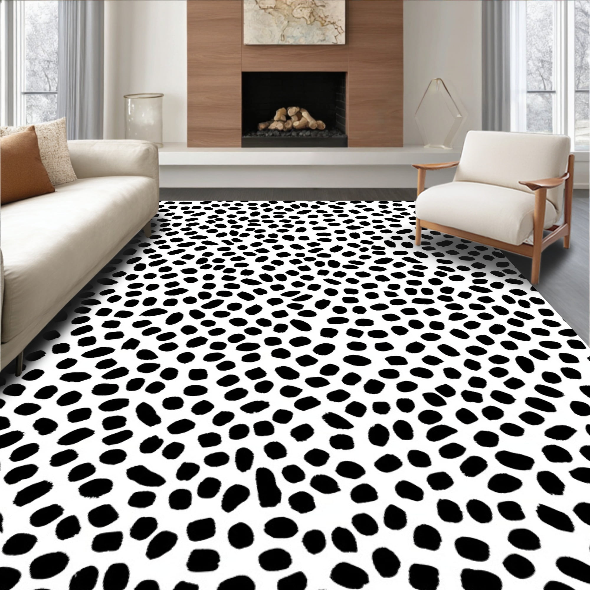 Flatwoven High Traffic Area Rug, Interlocking Spotted with Classic ...