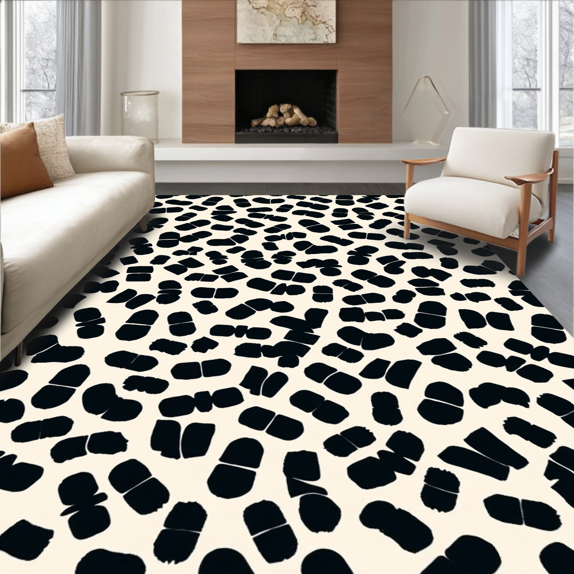 Flatwoven High Traffic Area Rug, Interlocking Spotted Elegance with ...