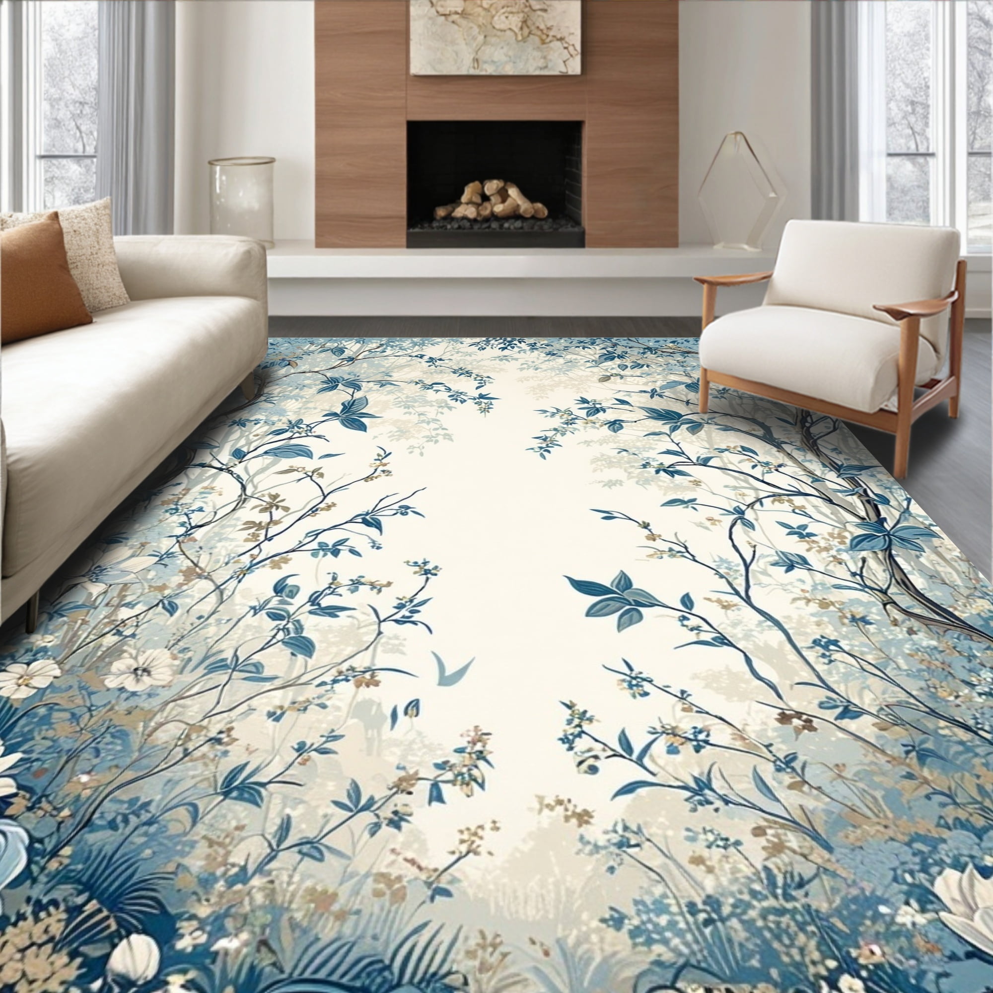 Flatwoven High Traffic Area Rug, Intricate Boho Floral Motif with ...