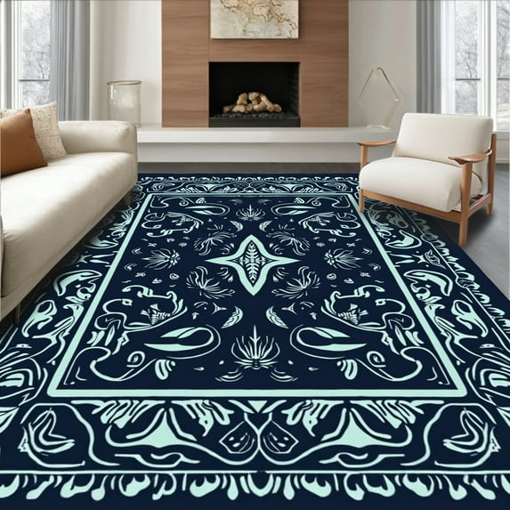 Flatwoven High Traffic Area Rug, Intricate Boho Inspired Floral and ...