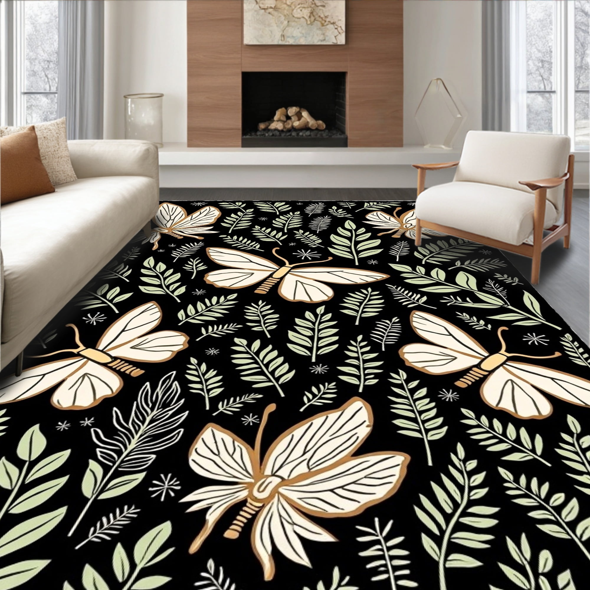 Flatwoven High Traffic Area Rug, Intricate Insect Motif Featuring ...