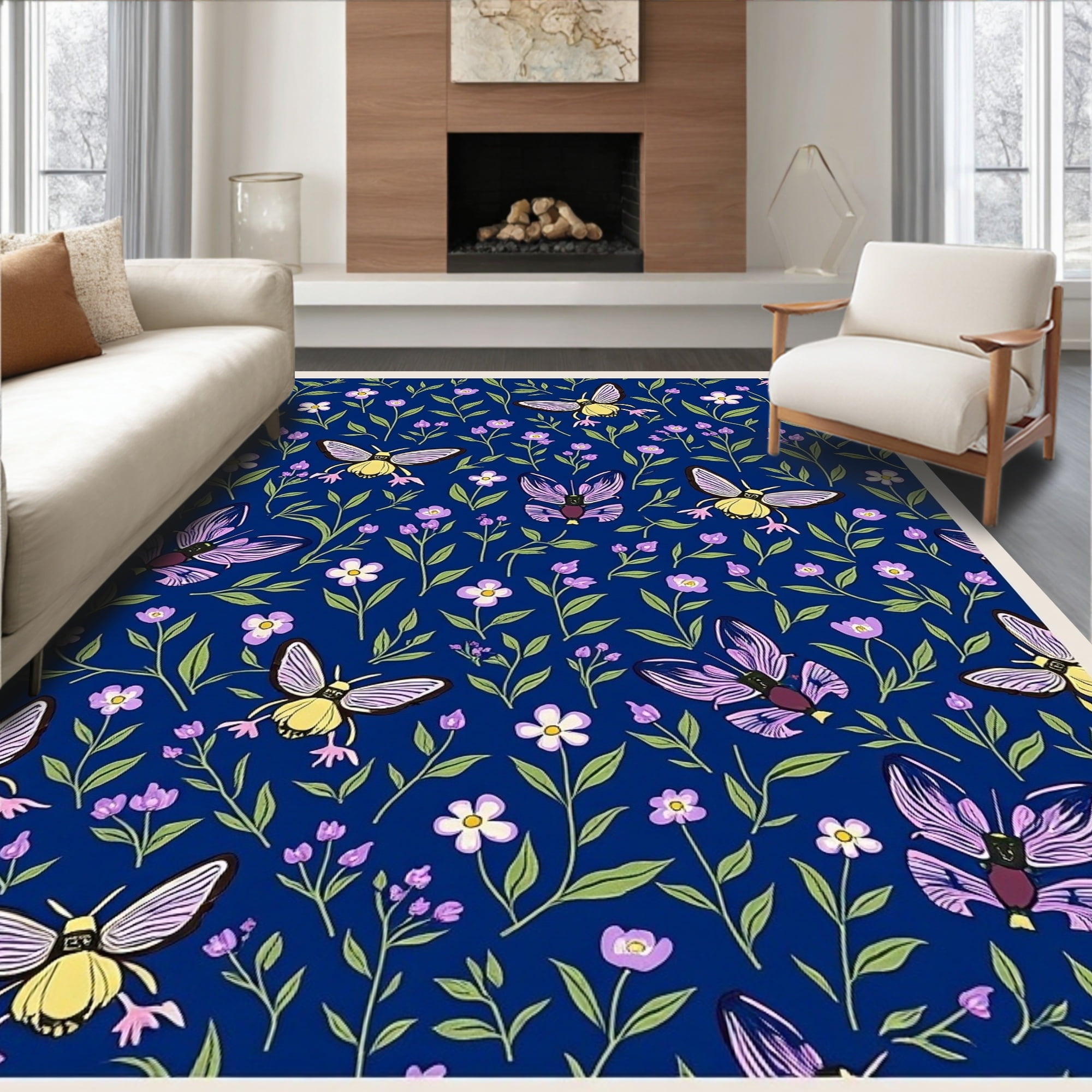 Flatwoven High Traffic Area Rug, Intricate Insect Motifs Amidst ...