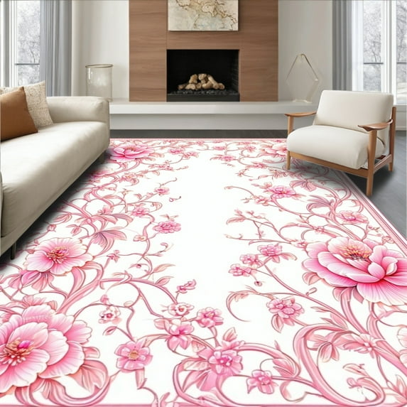 Flatwoven High Traffic Area Rug, Intricate Lace Inspired Floral Design ...