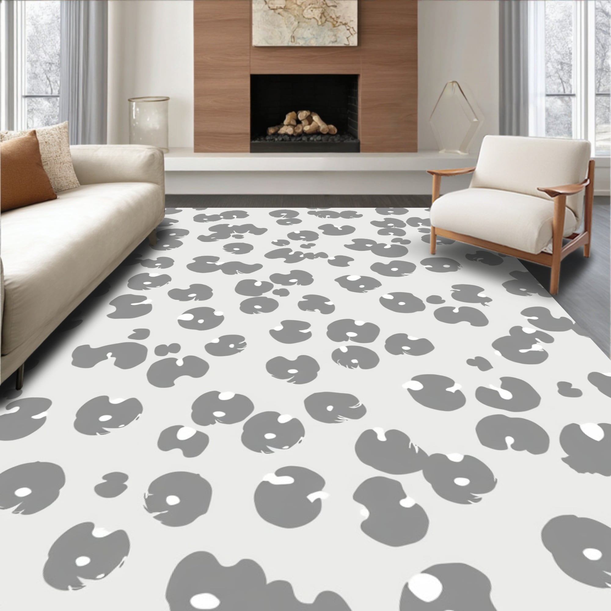 Flatwoven High Traffic Area Rug, Irregular Spotted with Fluid Abstract ...