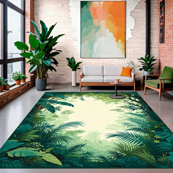 Flatwoven High Traffic Area Rug, Jungle Canopy Insect Art, Non Slip ...