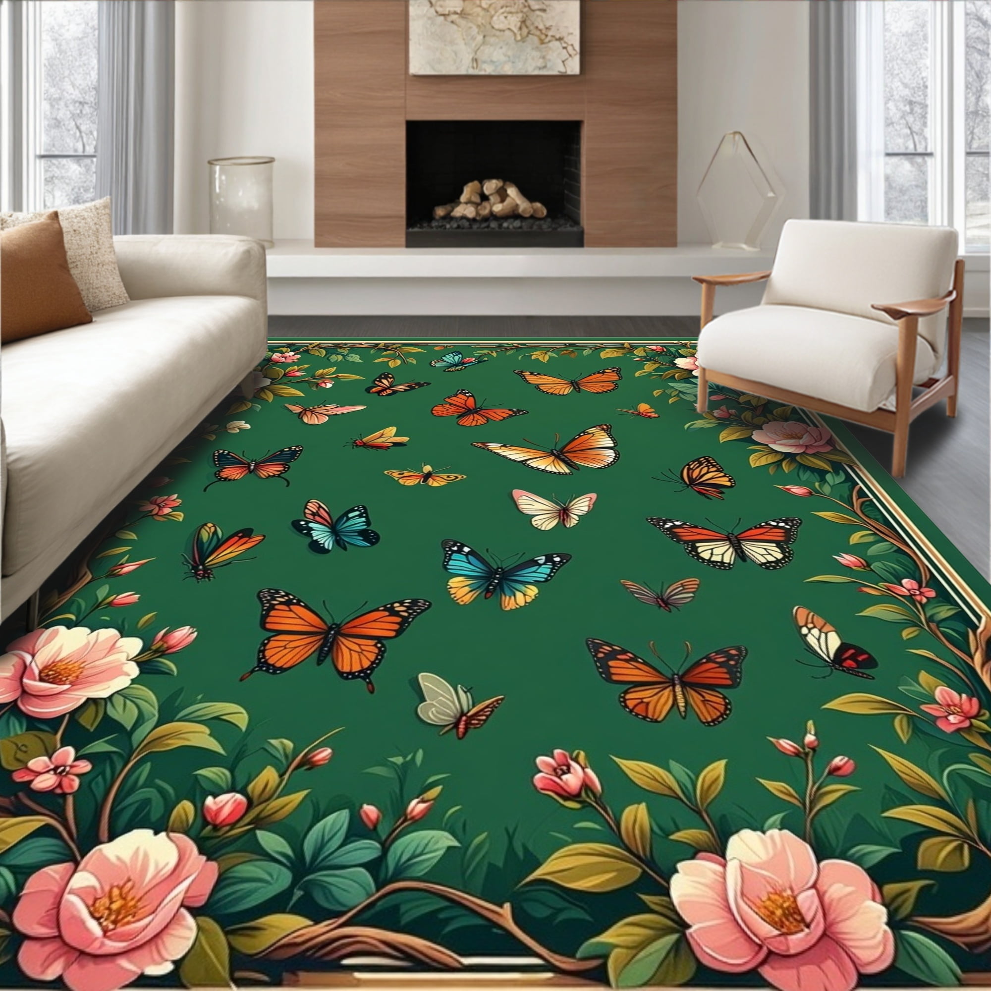Flatwoven High Traffic Area Rug, Jungle Explorer Bug Collage with ...