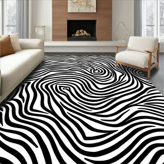 Flatwoven High Traffic Area Rug, Jungle Mirage Featuring Swirling Tiger ...