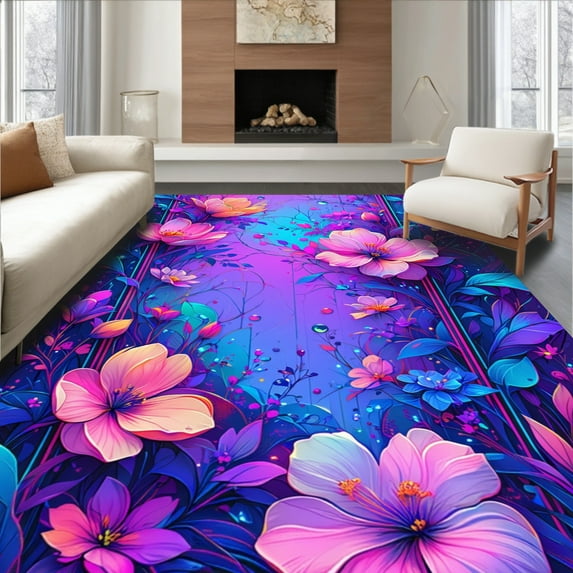 Flatwoven High Traffic Area Rug, Kaleidoscope Bloom Abstract Floral ...