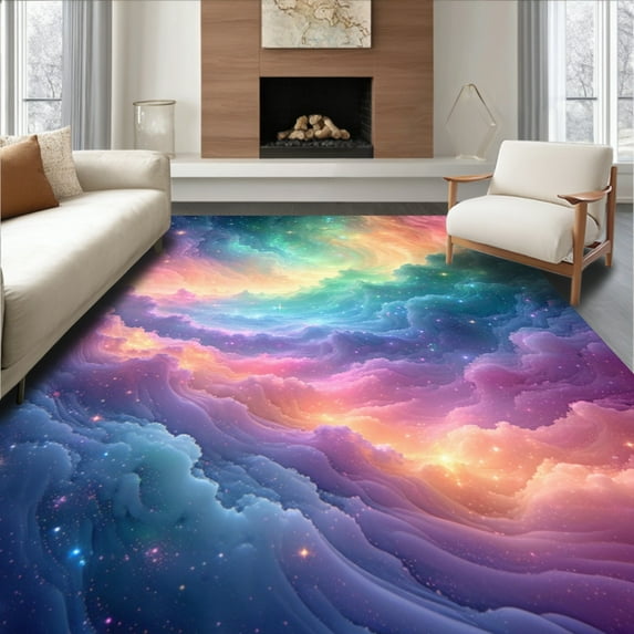 Flatwoven High Traffic Area Rug, Kids Play Galaxy, Non Slip, Stain ...