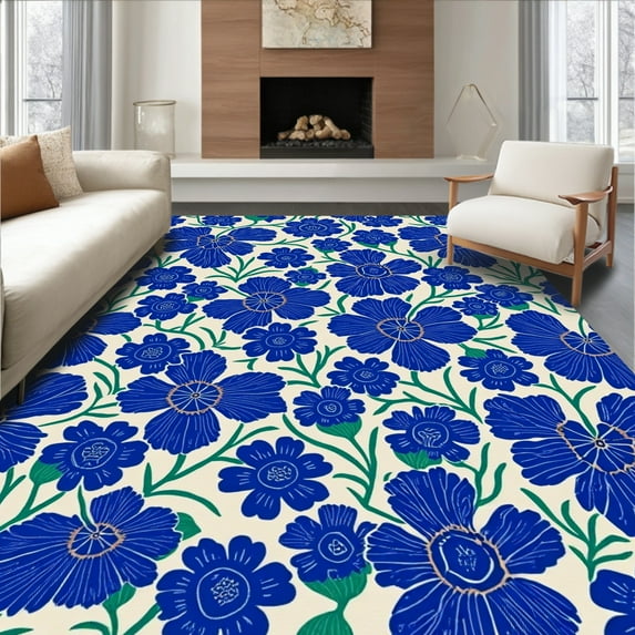 Flatwoven High Traffic Area Rug, Kitchen Mat Floral Tapestry Design ...