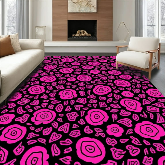 Flatwoven High Traffic Area Rug, Lavish Leopard Floral Design with Bold ...