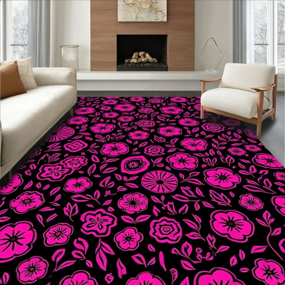 Flatwoven High Traffic Area Rug, Lavish Leopard Floral Fusion, Non Slip ...