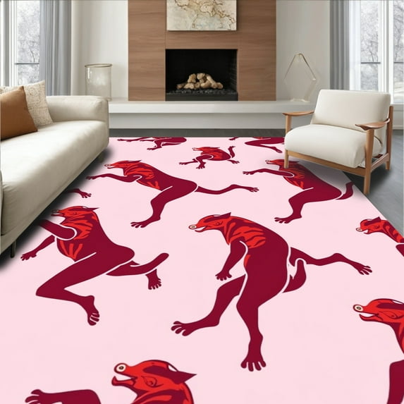 Flatwoven High Traffic Area Rug, Leaping Jaguar Design, Non Slip, Stain ...