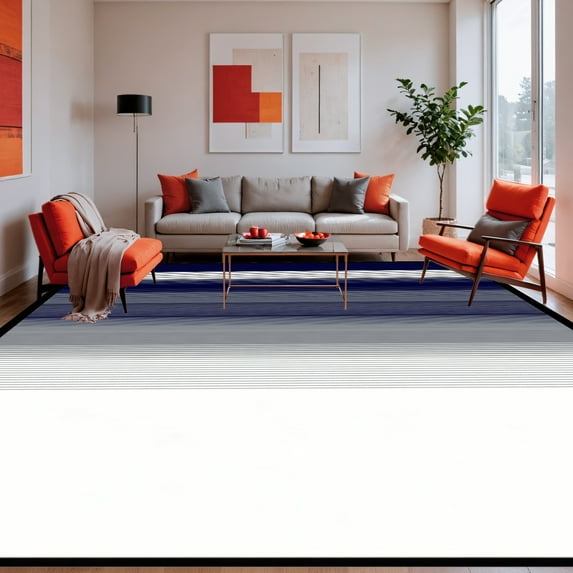 Flatwoven High Traffic Area Rug, Linear Stripe Runner Minimalist ...