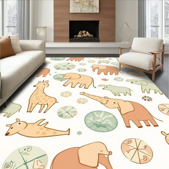 Flatwoven High Traffic Area Rug, Little Explorers Adventure, Non Slip ...