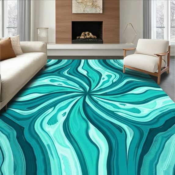 Flatwoven High Traffic Area Rug, Luxurious Wave Area with Flowing ...