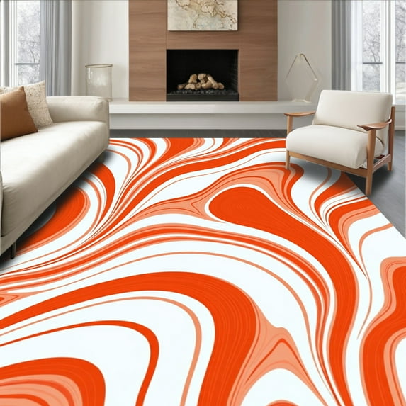 Flatwoven High Traffic Area Rug, Marble Swirl Design Small Throw, Non ...