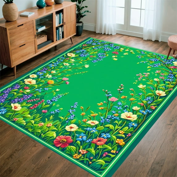Flatwoven High Traffic Area Rug, Meadowland Floral Artisan Collection ...