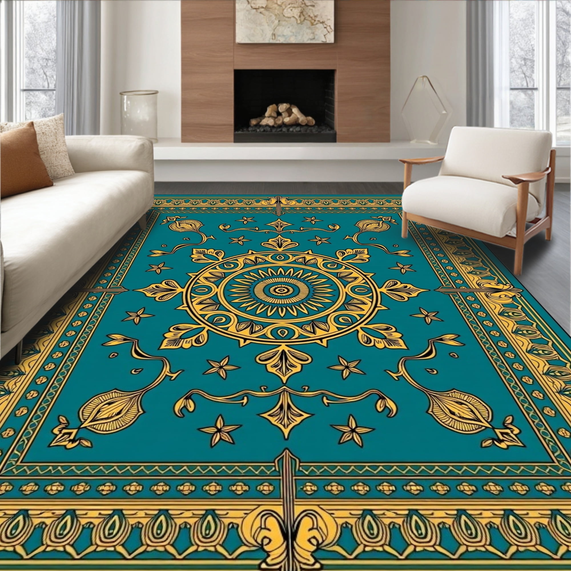 Flatwoven High Traffic Area Rug, Memory Foam Area with Intricate and ...