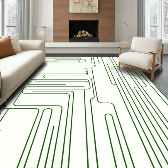 Flatwoven High Traffic Area Rug, Minimalist Abstract with Linear Design ...