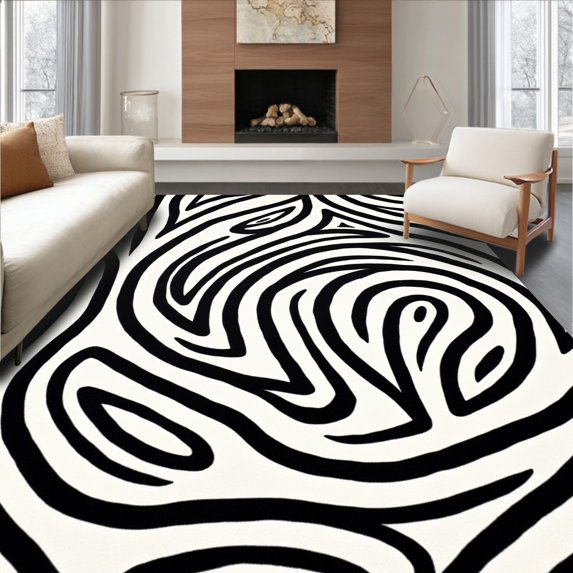 Flatwoven High Traffic Area Rug, Minimalist Abstract Lines Runner for ...