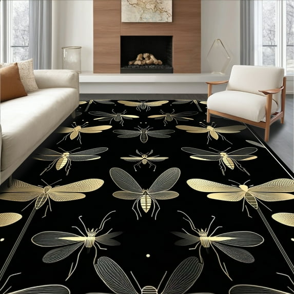 Flatwoven High Traffic Area Rug, Minimalist Bug Outline with Repetitive ...