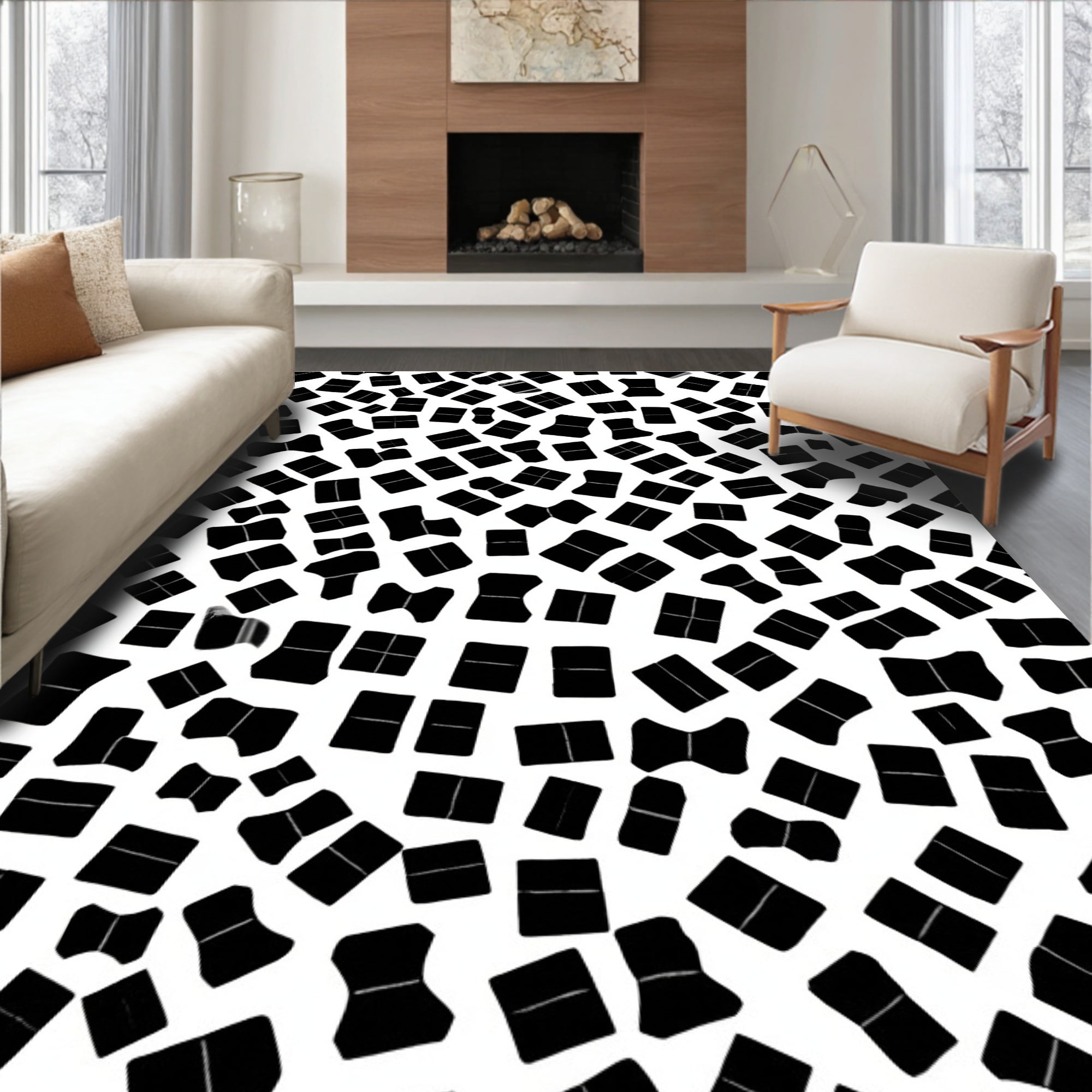 Flatwoven High Traffic Area Rug, Minimalist Monochrome Featuring ...