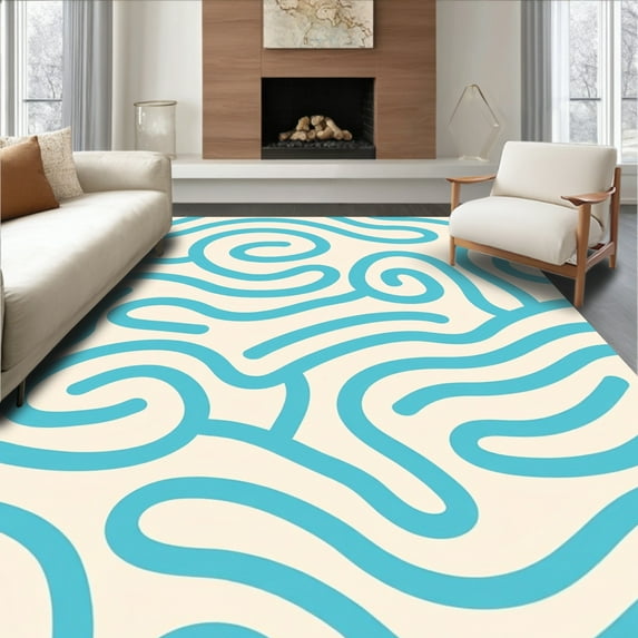 Flatwoven High Traffic Area Rug, Minimalist Nordic Maze With ...
