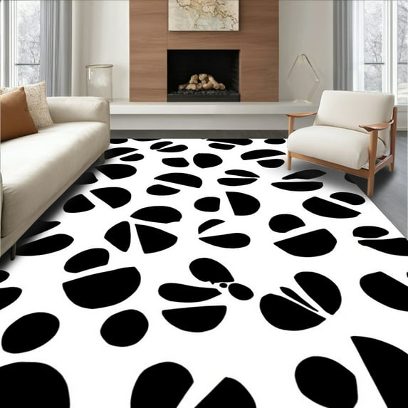 ODIKA 3'x5' Machine Washable Non-Slip Area Rug, Minimalist Patch with ...