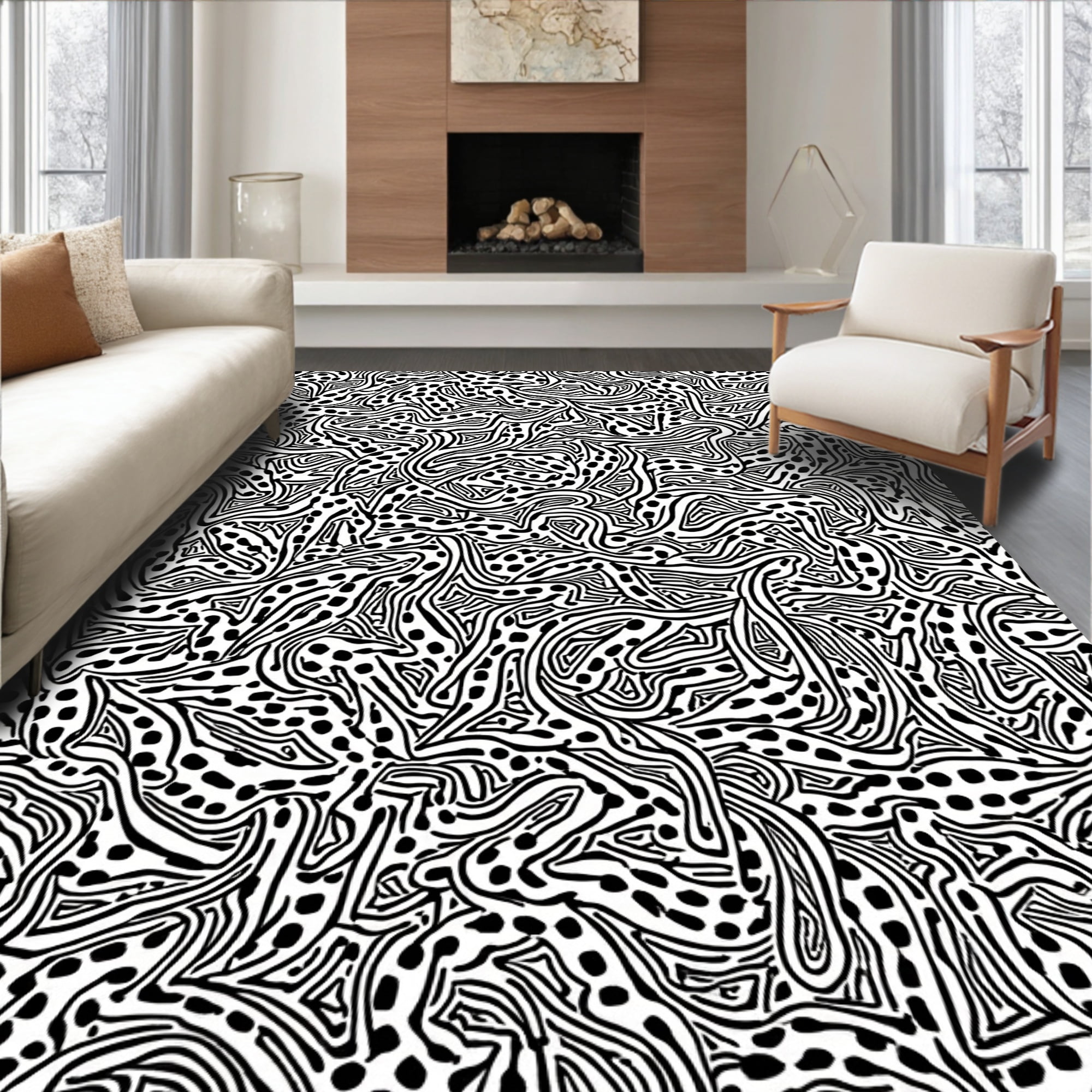Flatwoven High Traffic Area Rug, Modern Abstract Animal with Dramatic ...