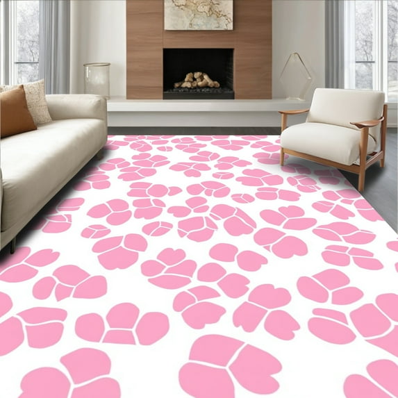 Flatwoven High Traffic Area Rug, Modern Animal Print with Stylized Pink ...