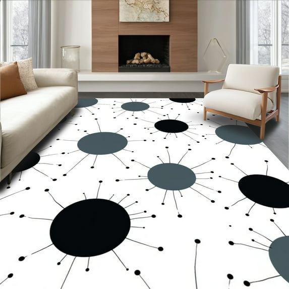 Flatwoven High Traffic Area Rug, Modern Art Spotted Monochrome Palette ...
